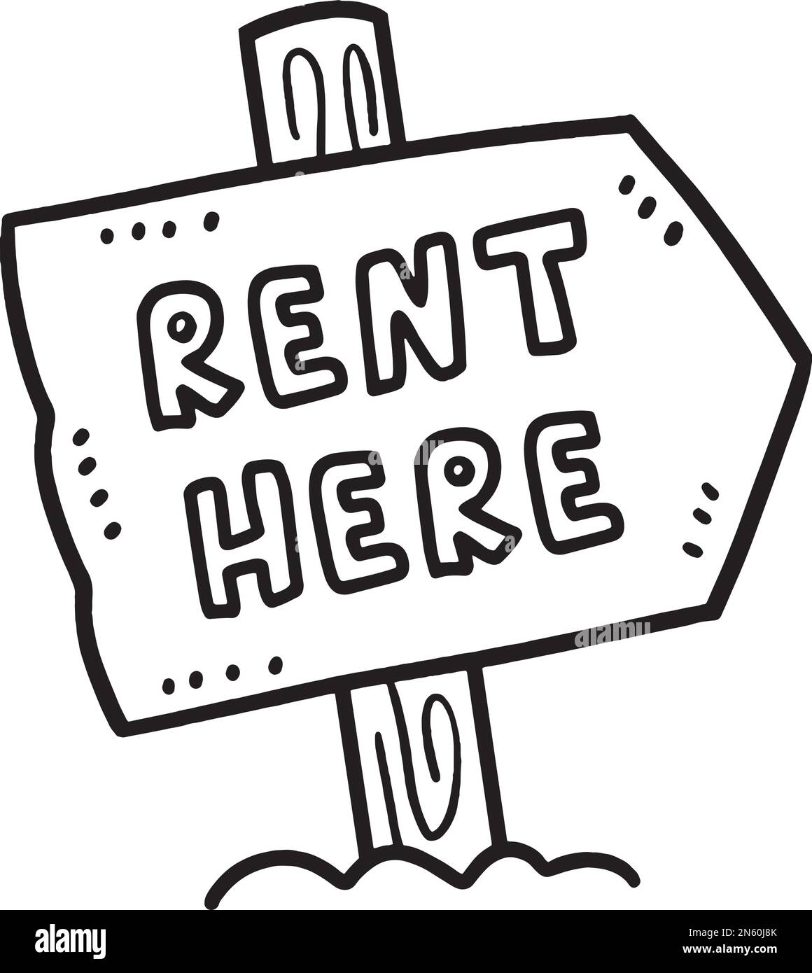 Rent Here Signs Isolated Coloring Page for Kids Stock Vector Image ...