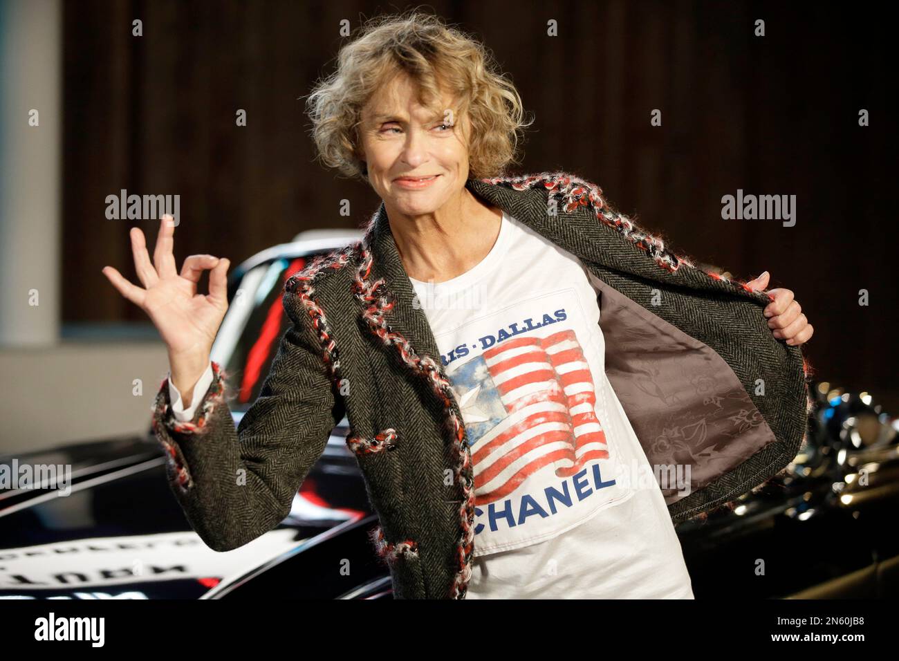 Model and actress Lauren Hutton poses for photos after arriving for ...