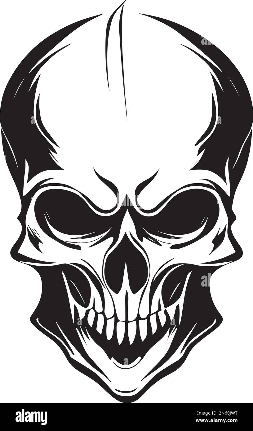 Illustration Of Skull Monochrome Logo Design Stock Vector Image & Art ...