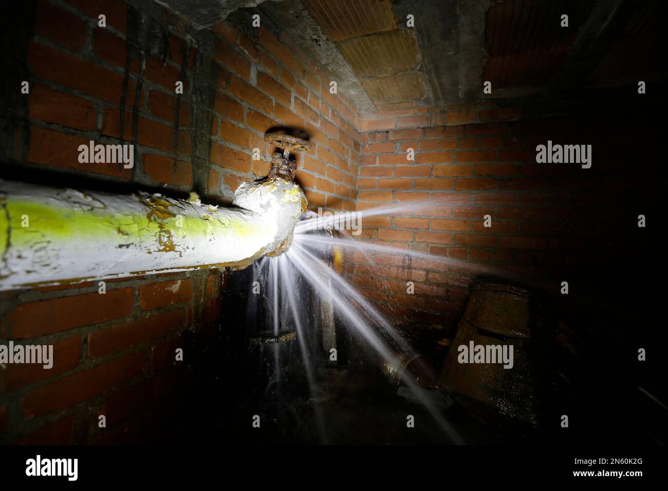In a photo from May 16, 2013 at Crosman School in Detroit, water spews ...