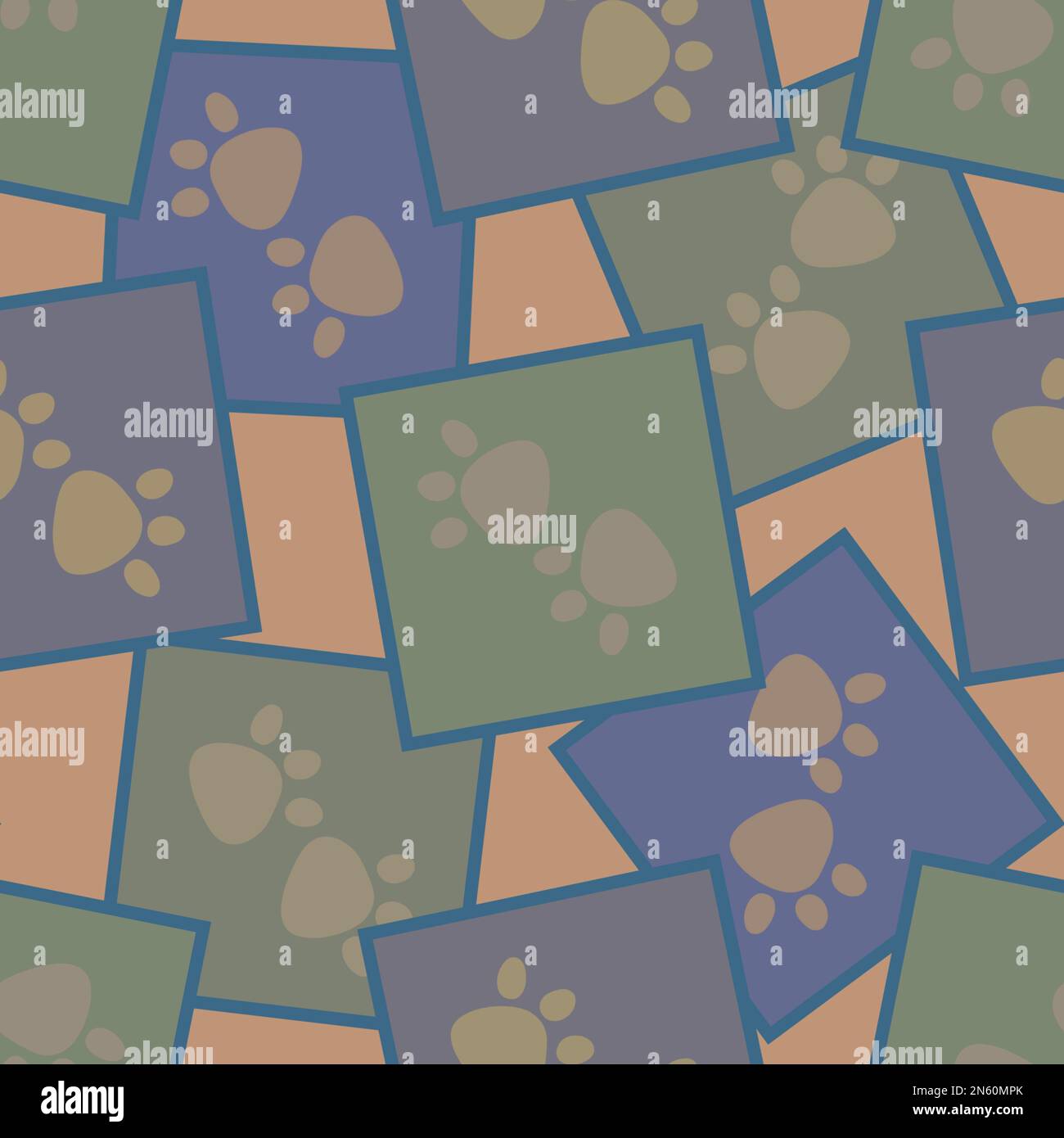 Cartoon animals seamless footprints dig and cat and polka dots and ...