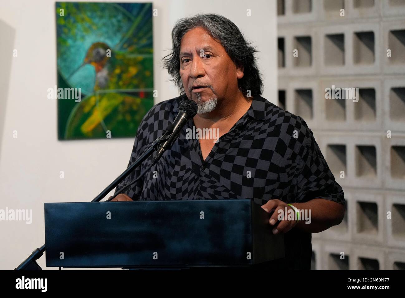 Leonard Rivers speaks during a news conference by Native American ...