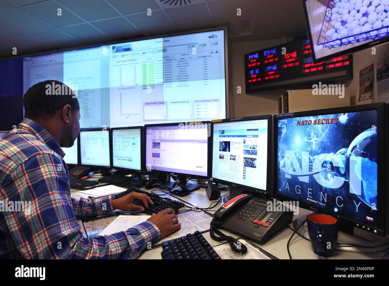 A computer expert operates at the NATO Computer Incident Response ...