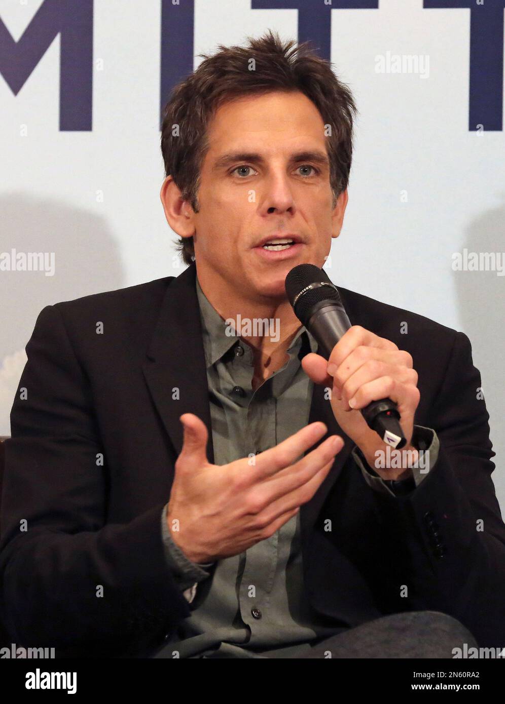 US film director and actor Ben Stiller addresses reporters during a ...