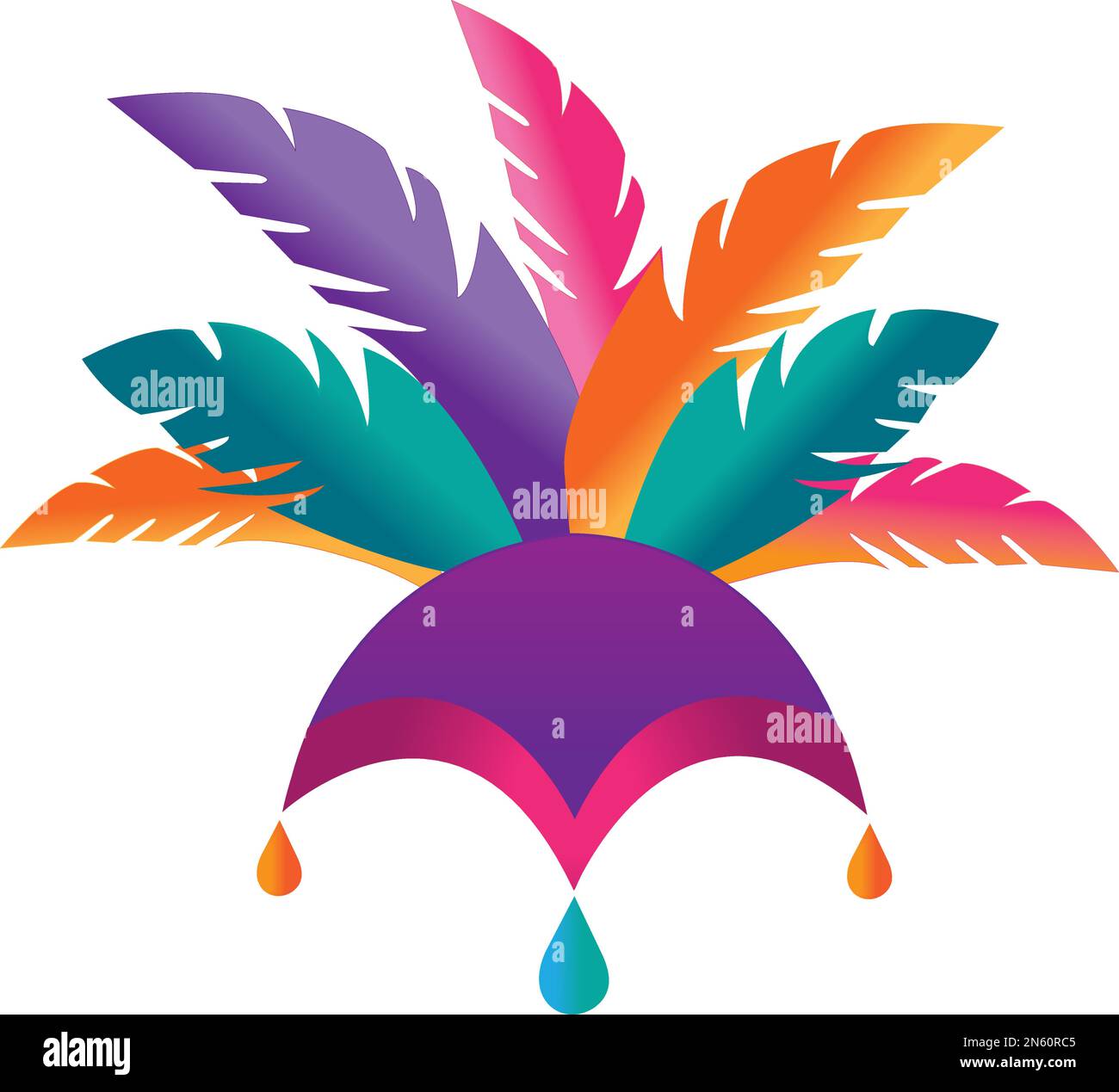 Colored carnival dancer headdress on a white background with copy space ...