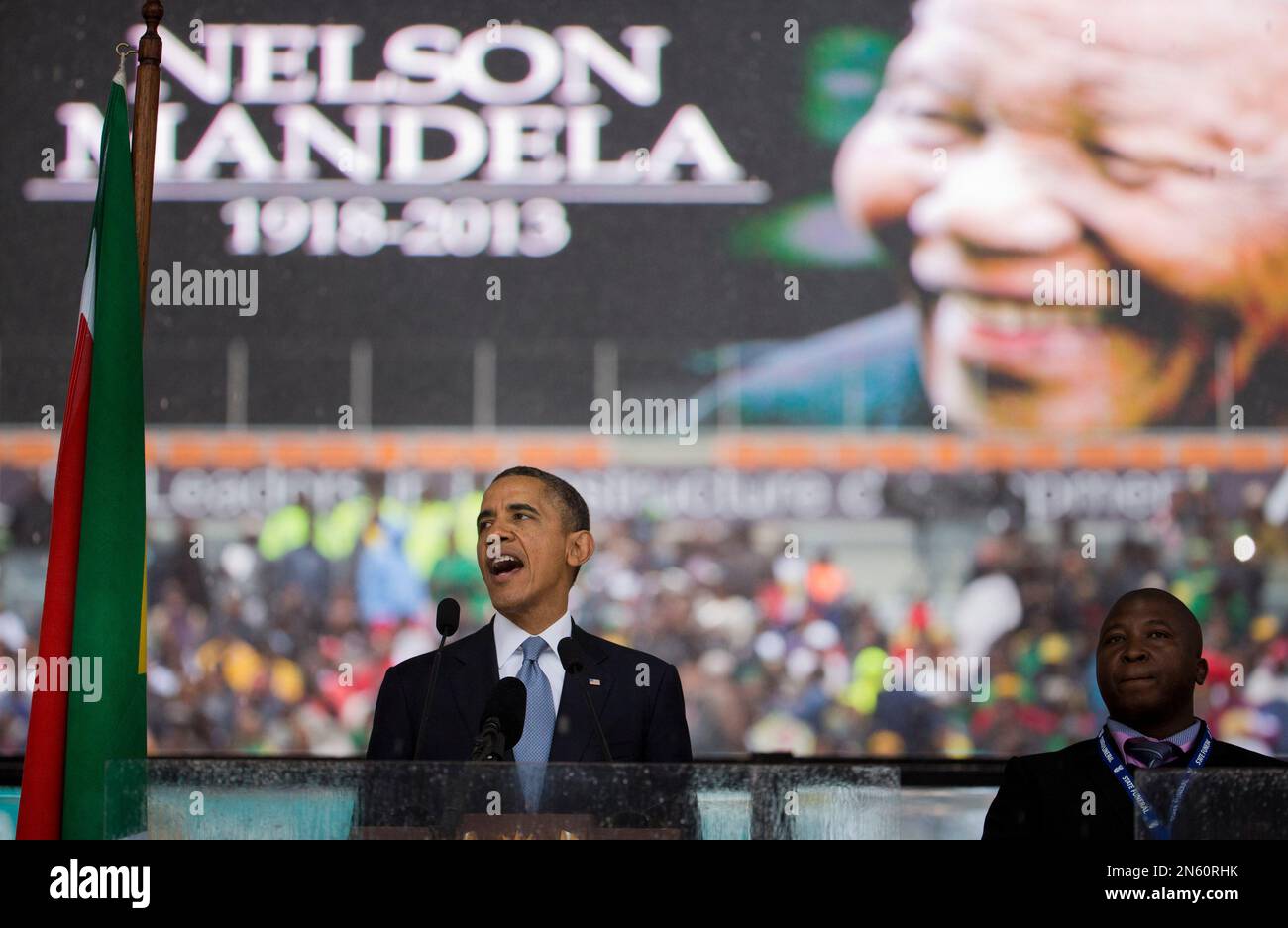 President Barack Obama speaks to crowds attending the memorial service ...