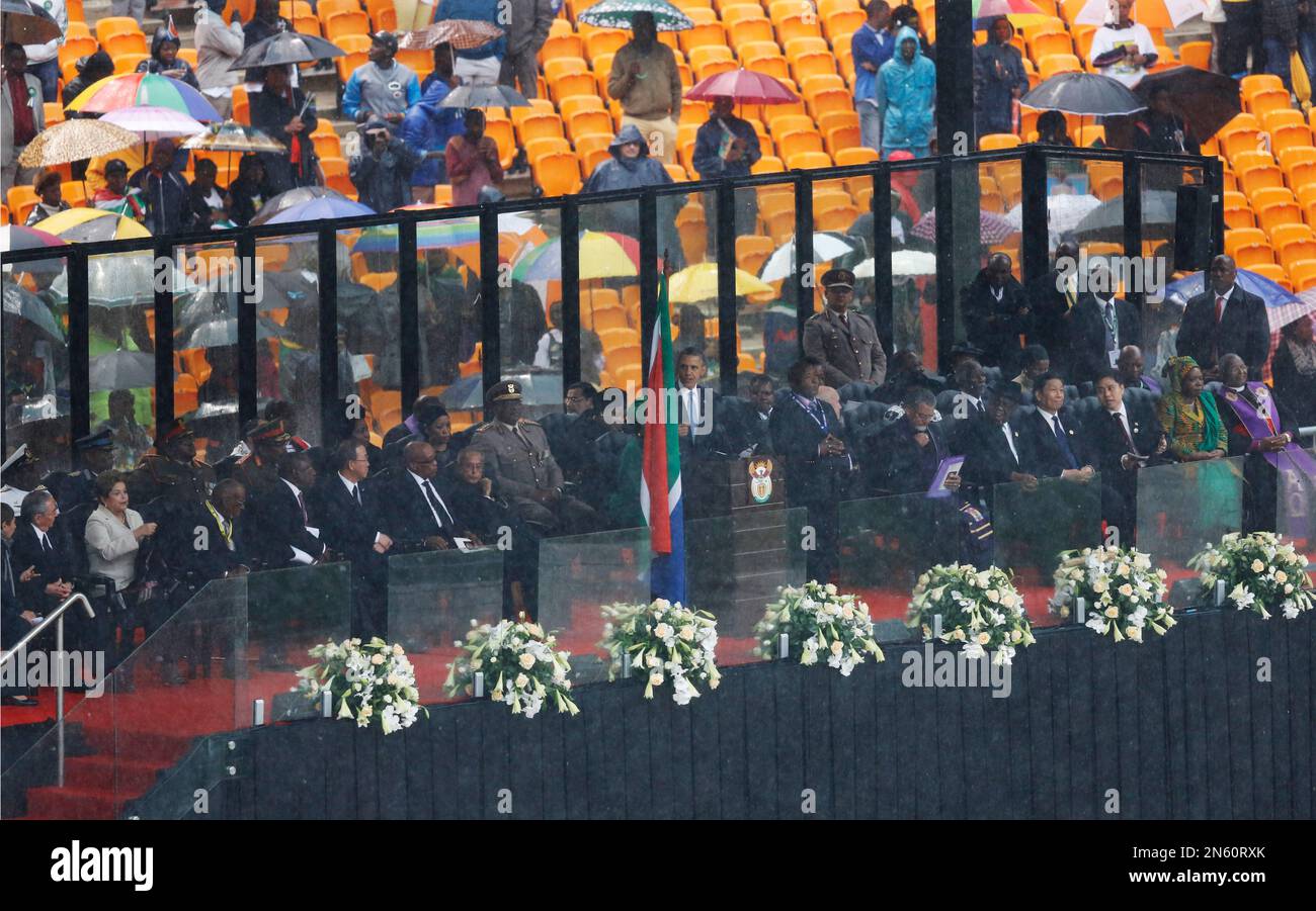 President Barack Obama speaks to mourners attending the memorial ...