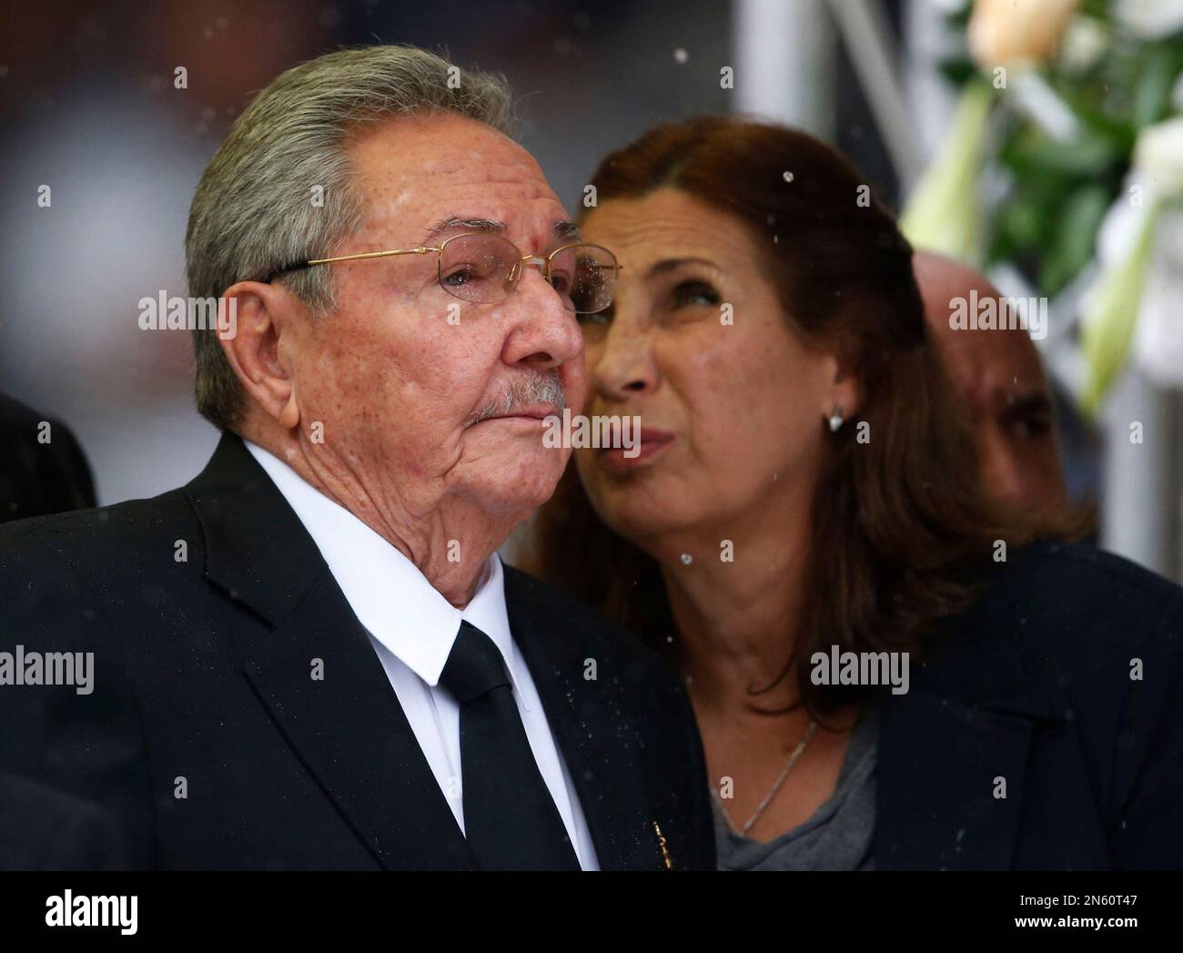 Cuba’s President Raul Castro Ruz arrives for the memorial service for ...