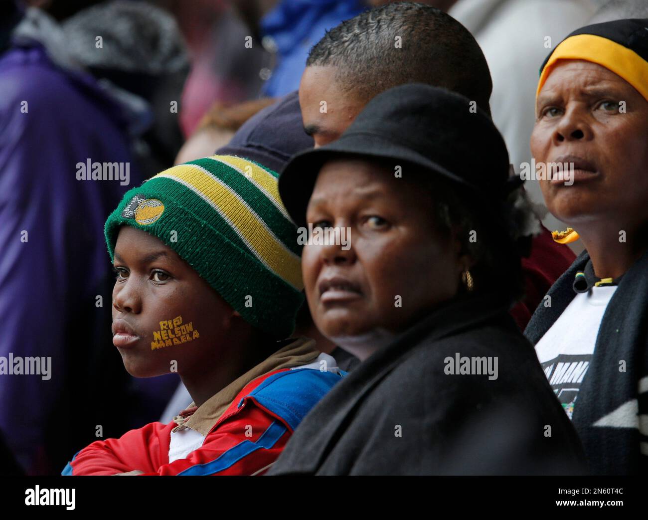 People attend the memorial service for former South African president ...