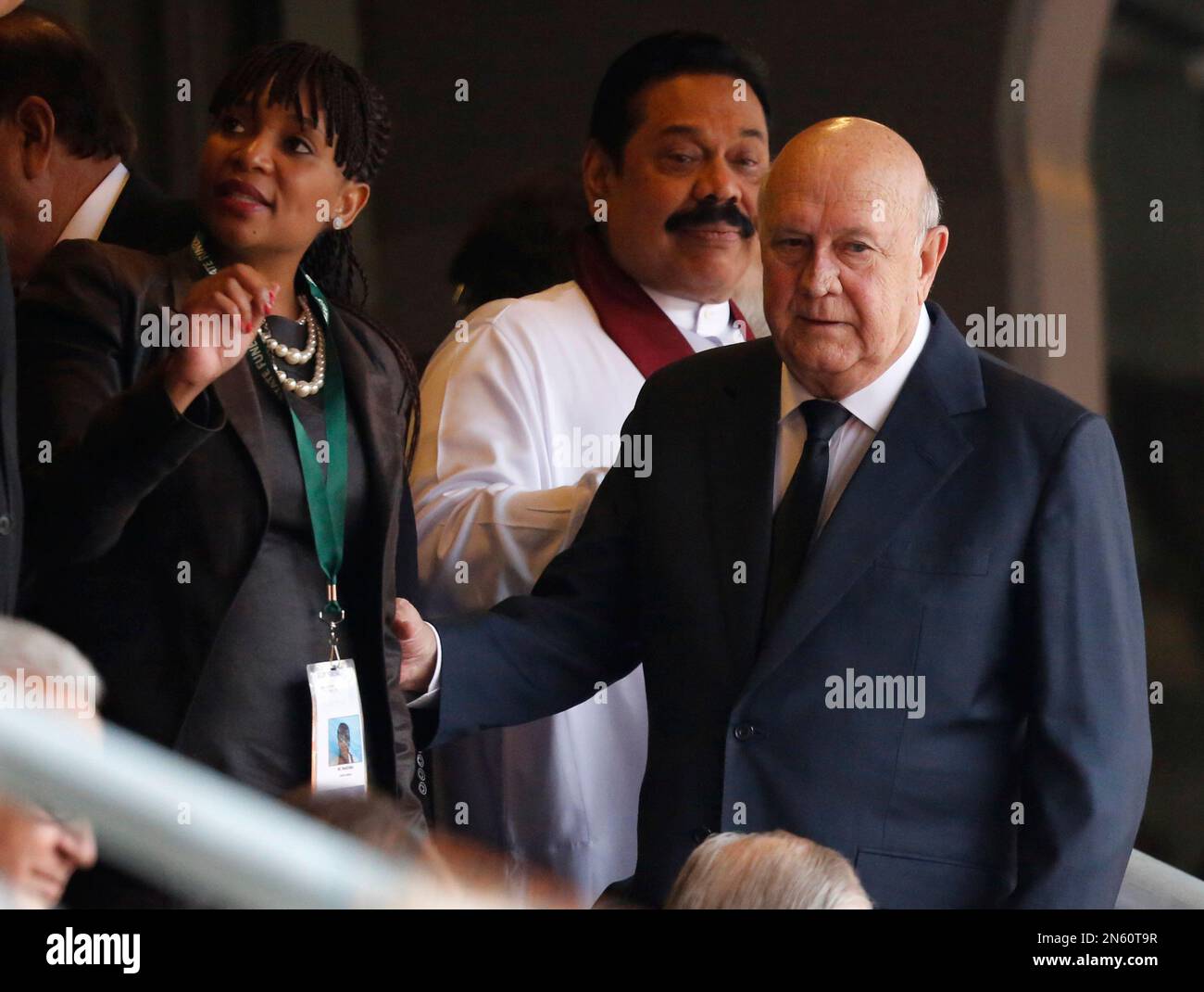 Former South African President F. W. De Klerk, right, arrives for the ...