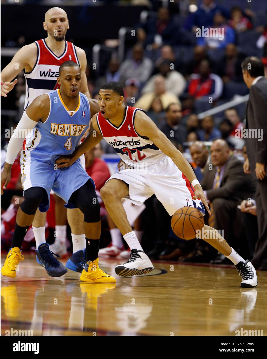 Washington Wizards forward Otto Porter Jr. (22) drives against Denver ...