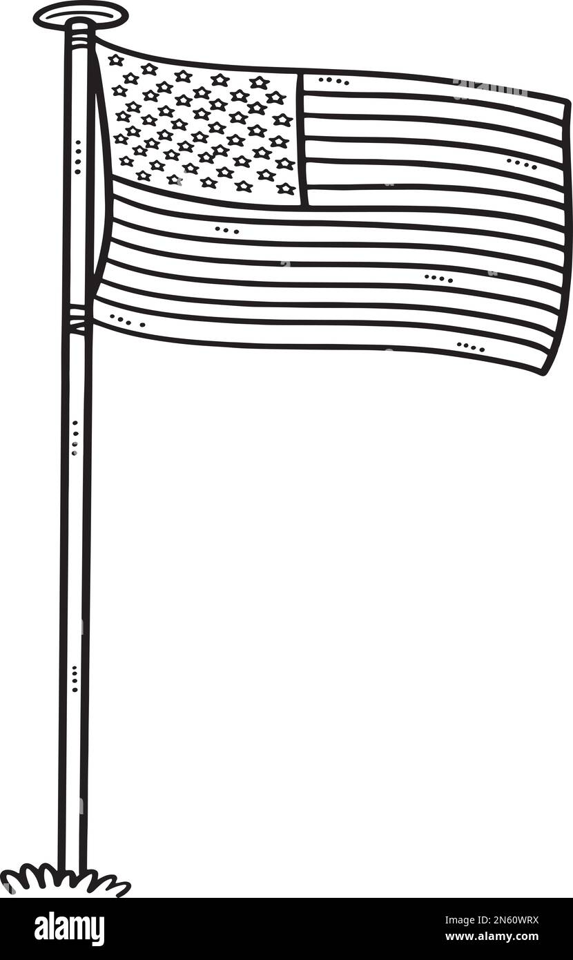 American Flag Isolated Coloring Page for Kids Stock Vector Image & Art ...