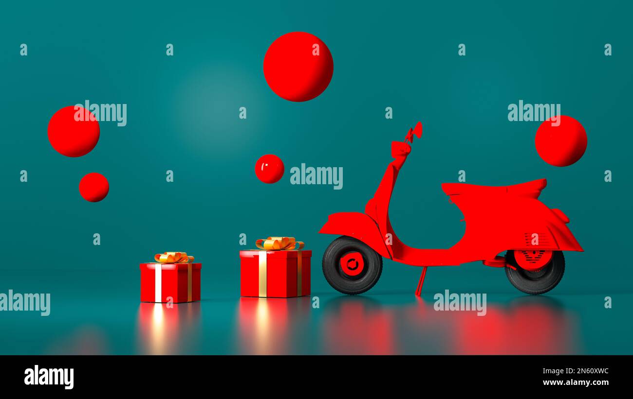 motorcycle and gift box Stock Photo - Alamy