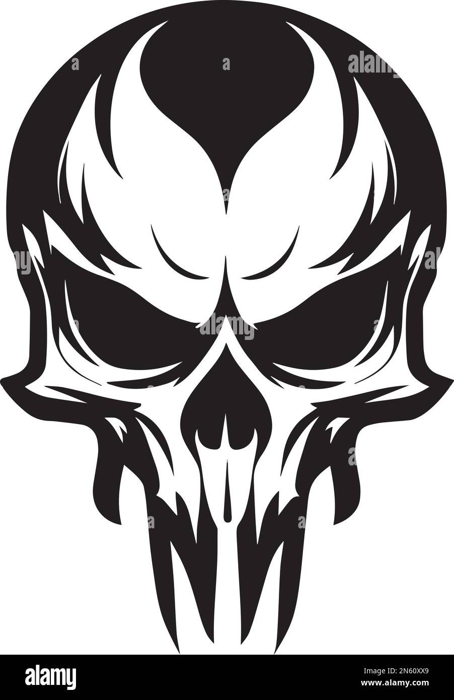 Illustration Of Skull Monochrome Logo Design Stock Vector Image & Art ...