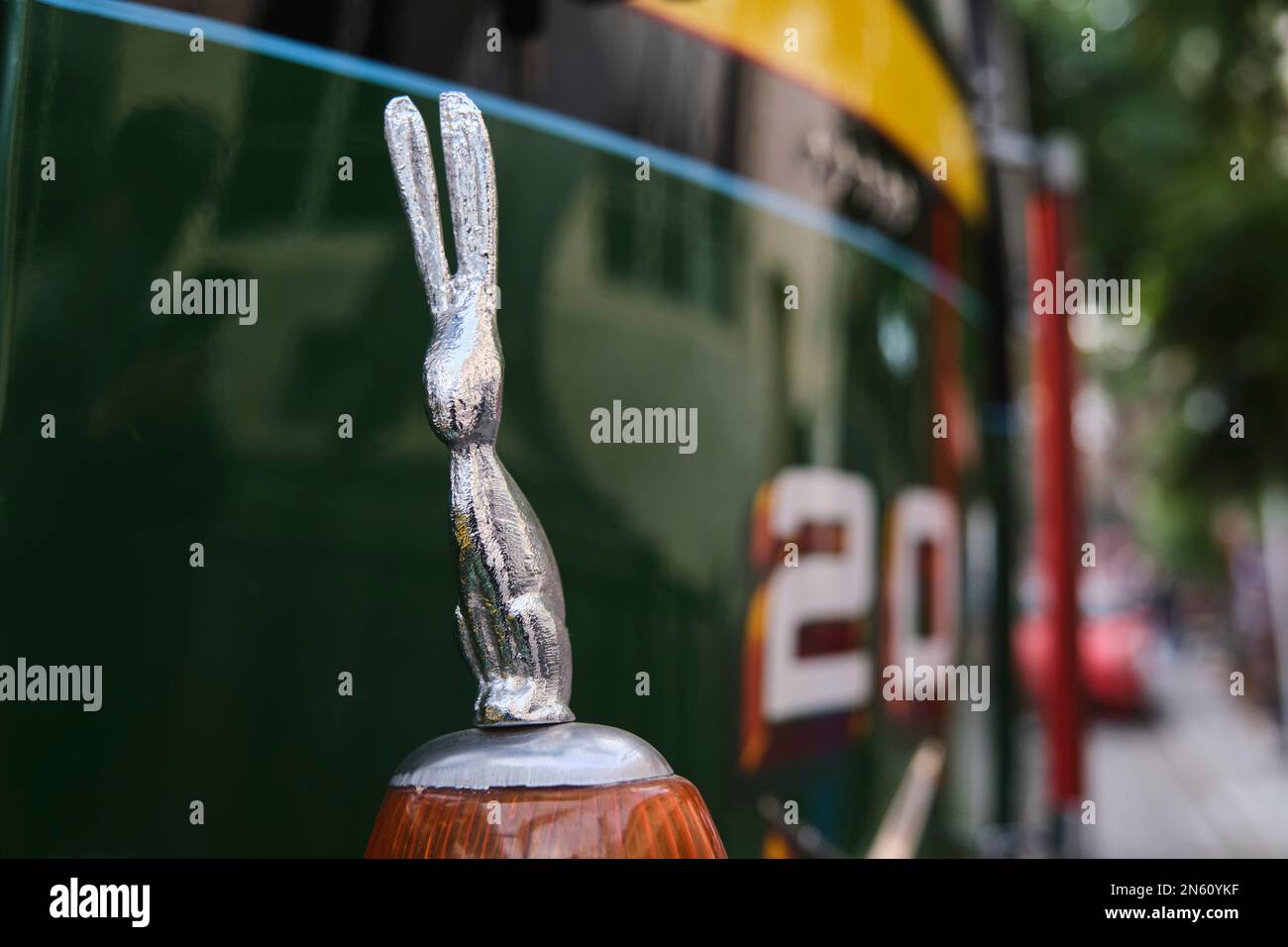 Buenos Aires, Argentina, June 20, 2022: chromed rabbit, ornament of a ...