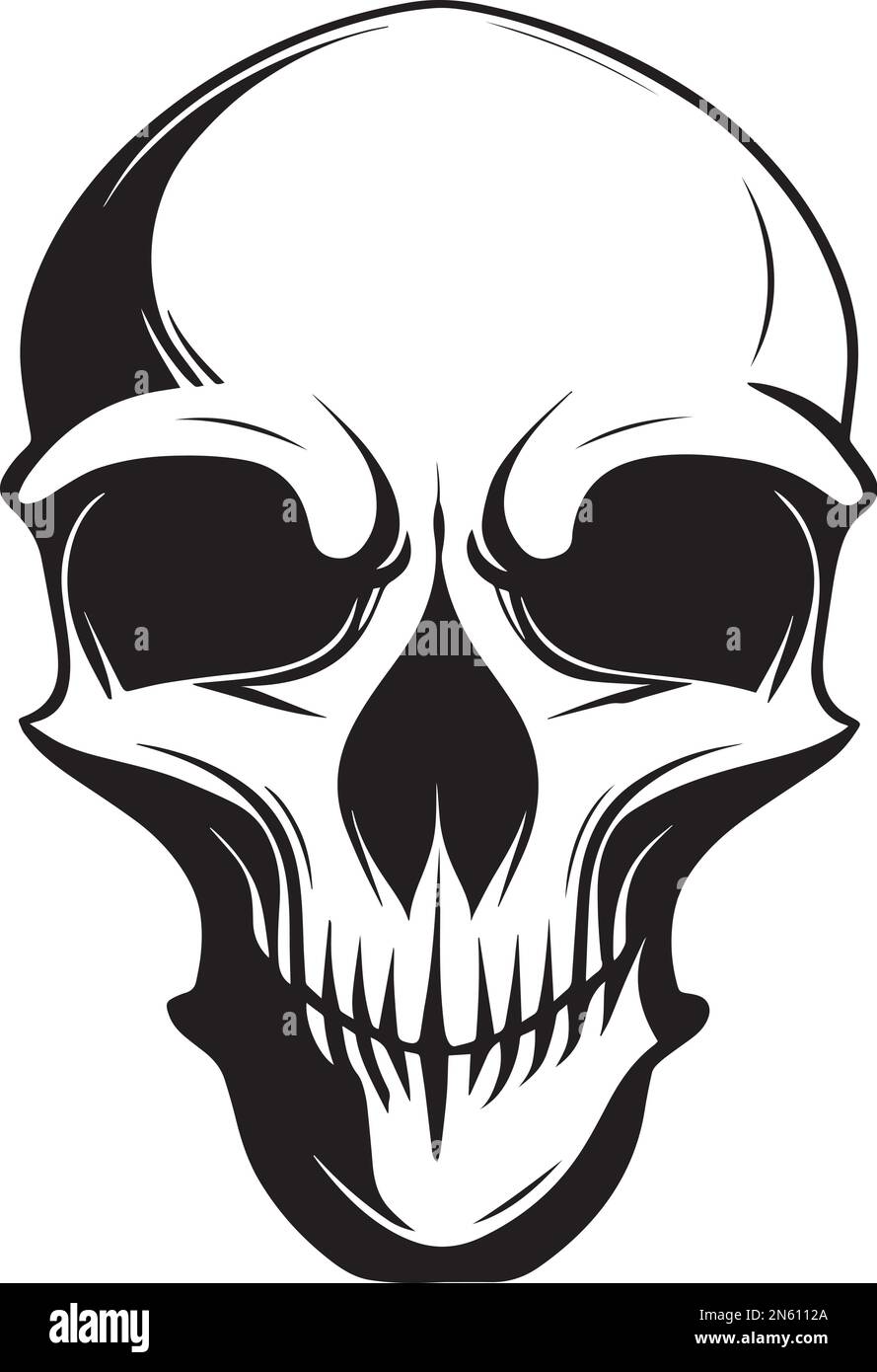 Illustration Of Skull Monochrome Logo Design Stock Vector Image & Art ...