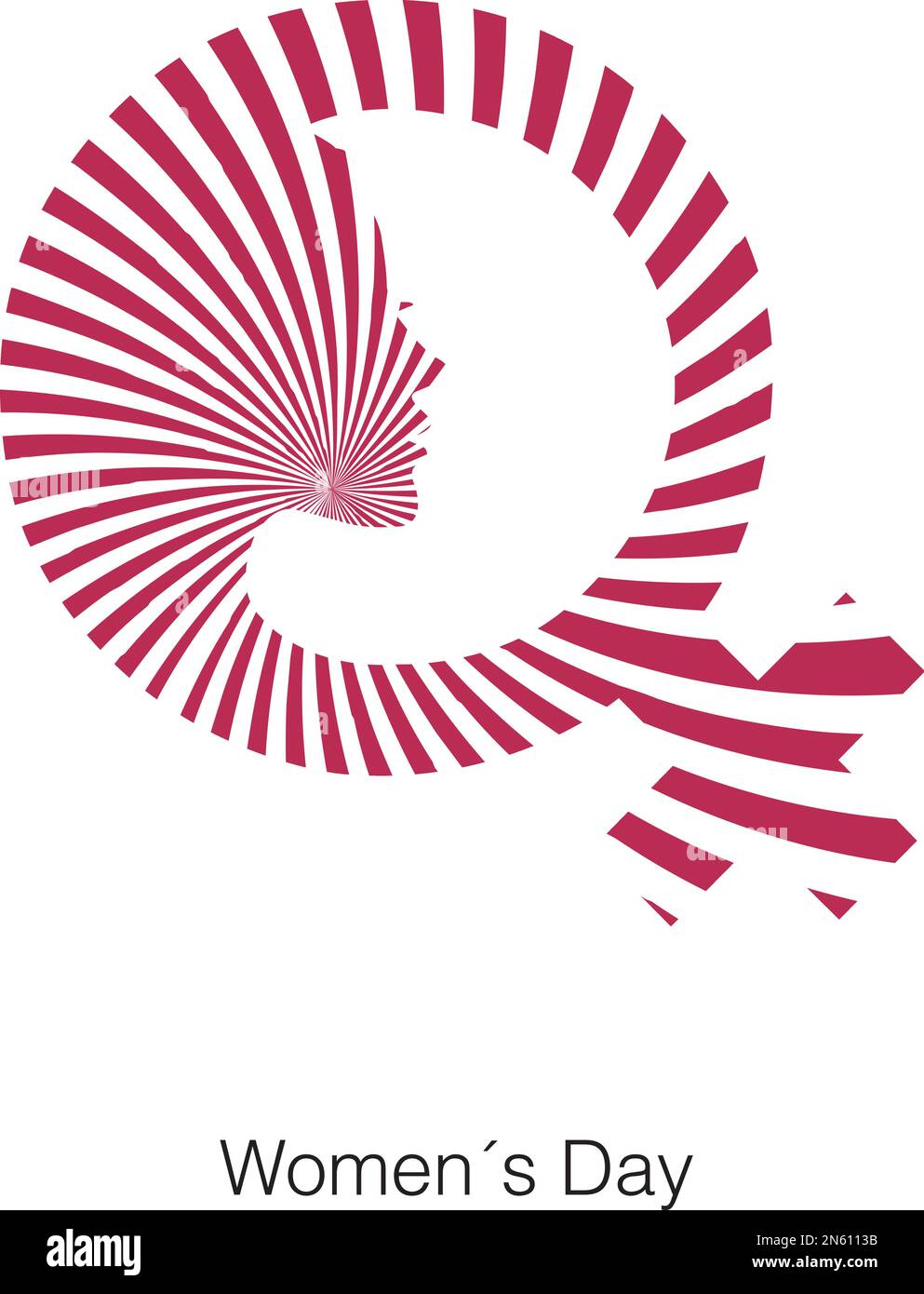 International women´ s day ilustration with a woman head profile in a ...