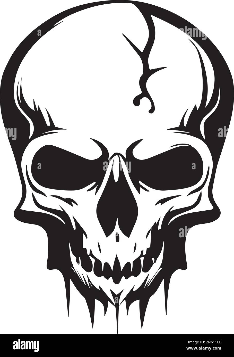 Illustration Of Skull Monochrome Logo Design Stock Vector Image & Art ...