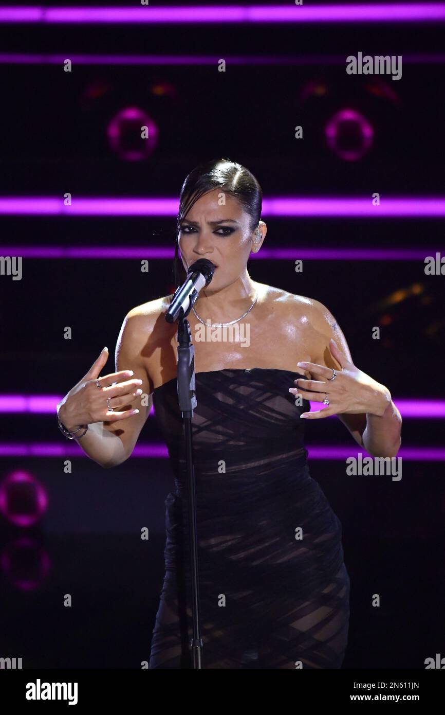 Sanremo, 73rd Italian Song Festival, Third Evening. The singers. In the ...