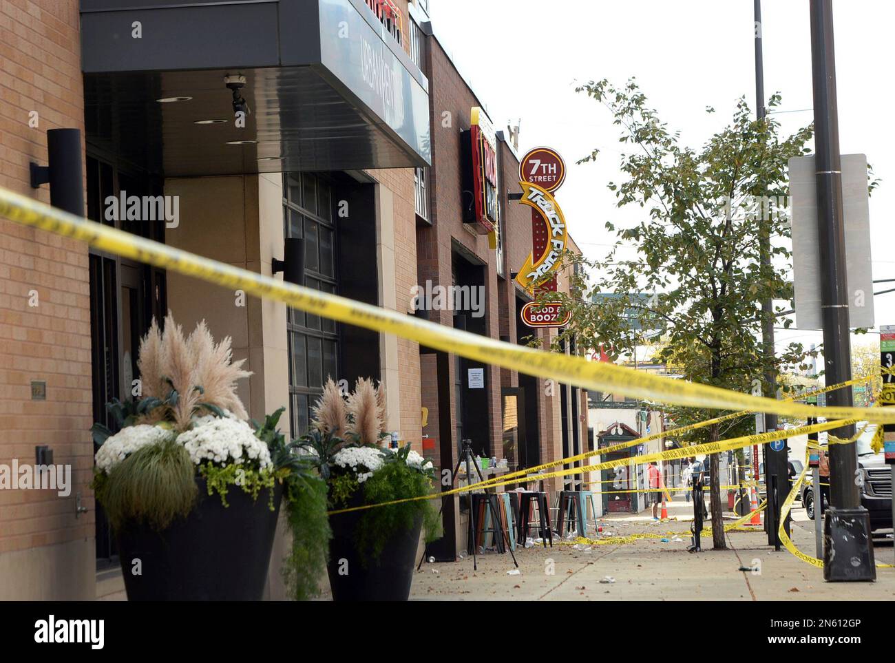 FILE 0 Crime scene tape surrounds the scene after an early morning ...