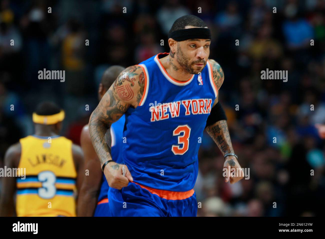 New York Knicks forward Kenyon Martin runs the court against the Denver ...