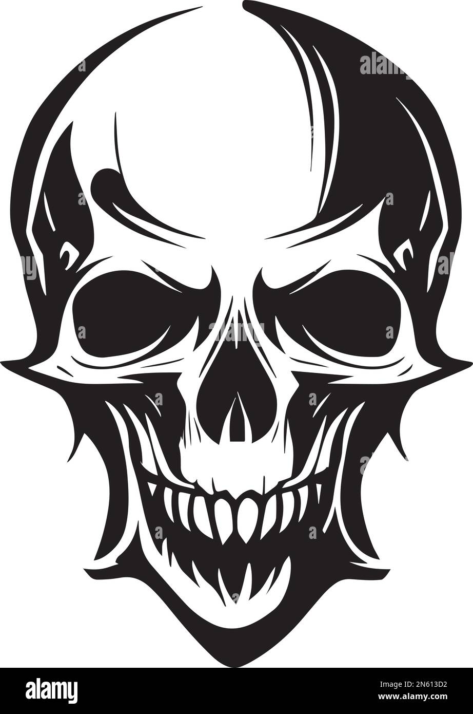 Illustration Of Skull Monochrome Logo Design Stock Vector Image & Art ...