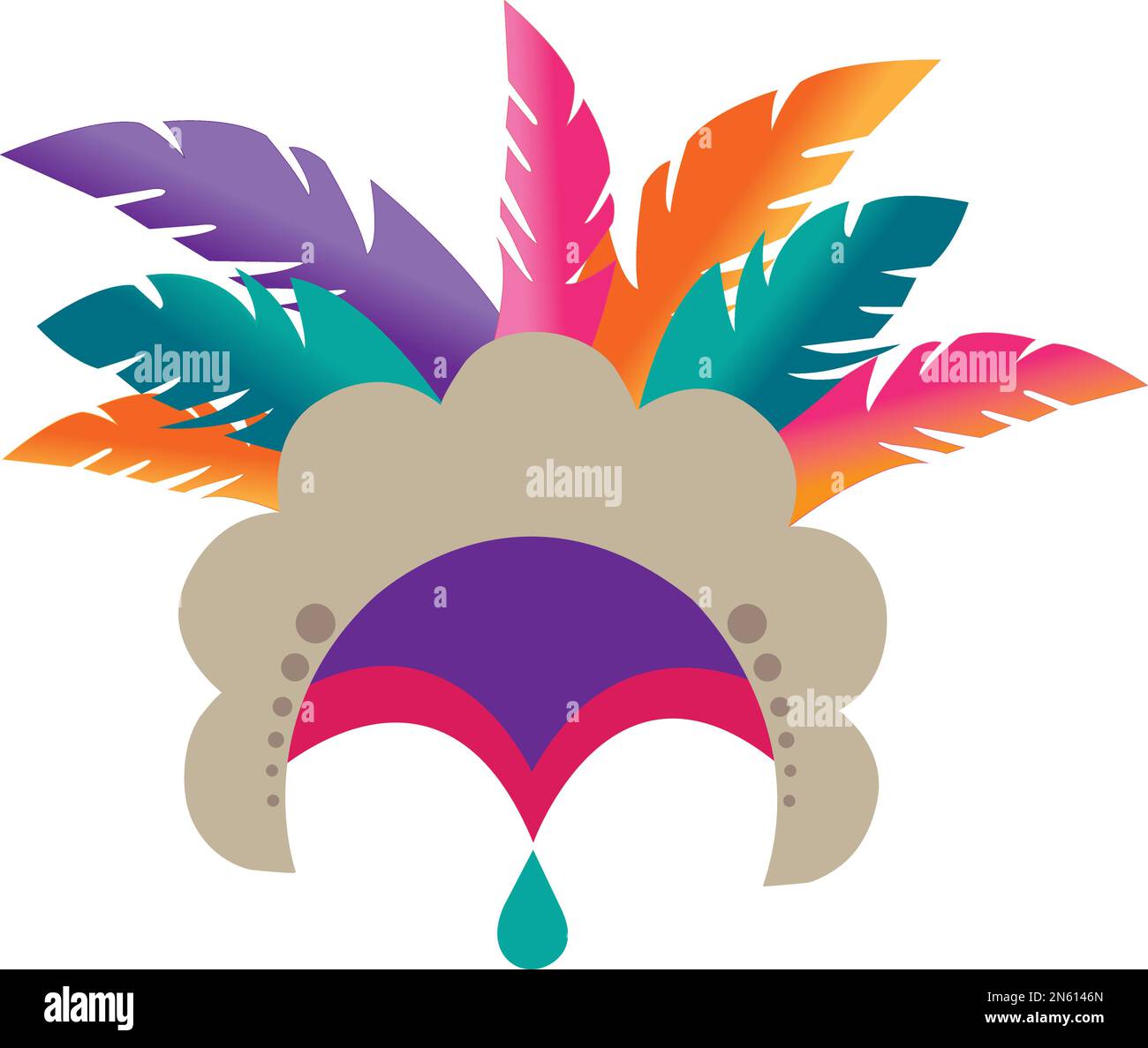 Colored carnival dancer headdress on a white background with copy space ...