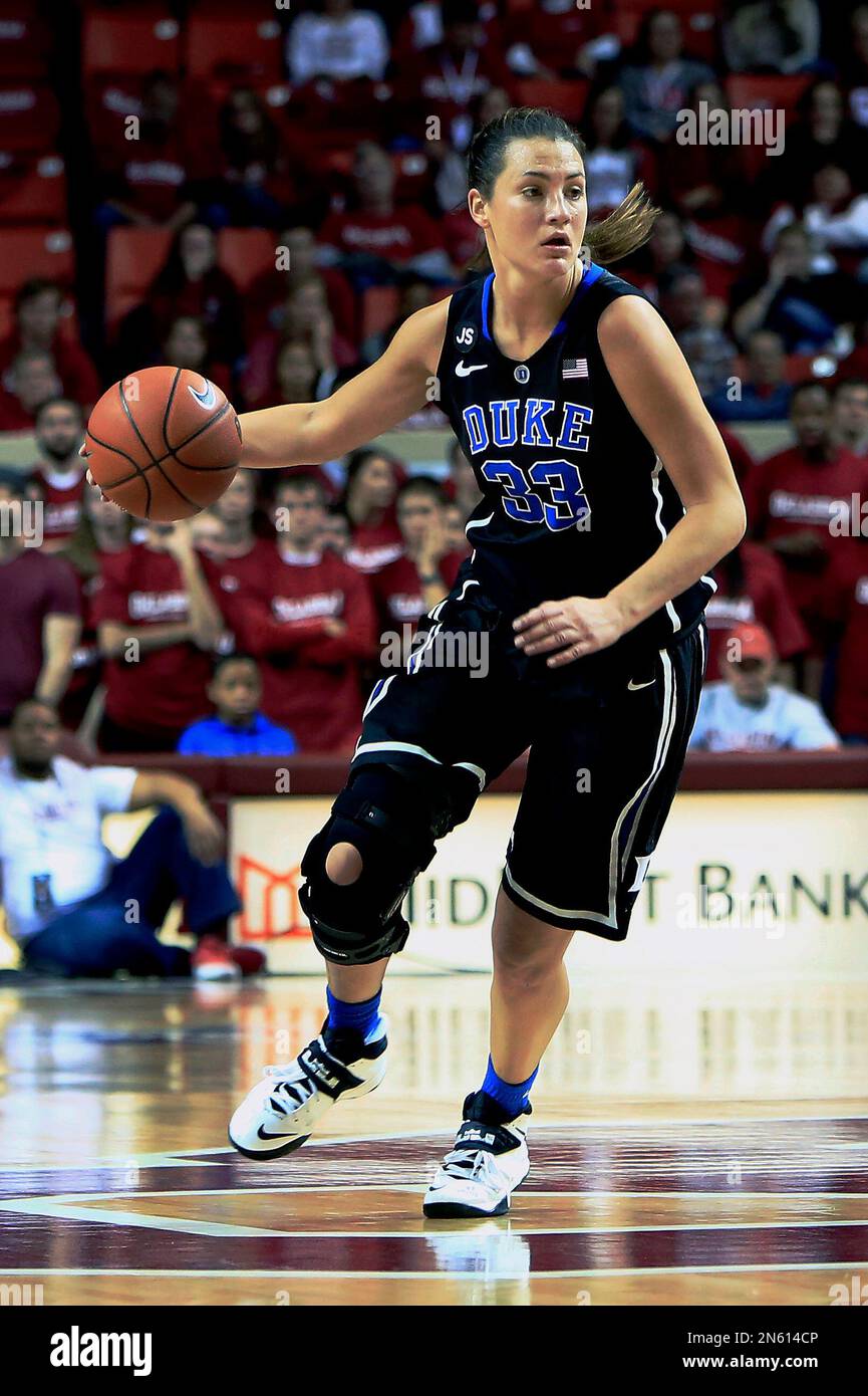 Duke Haley Peters drives down the court against Oklahoma during the ...