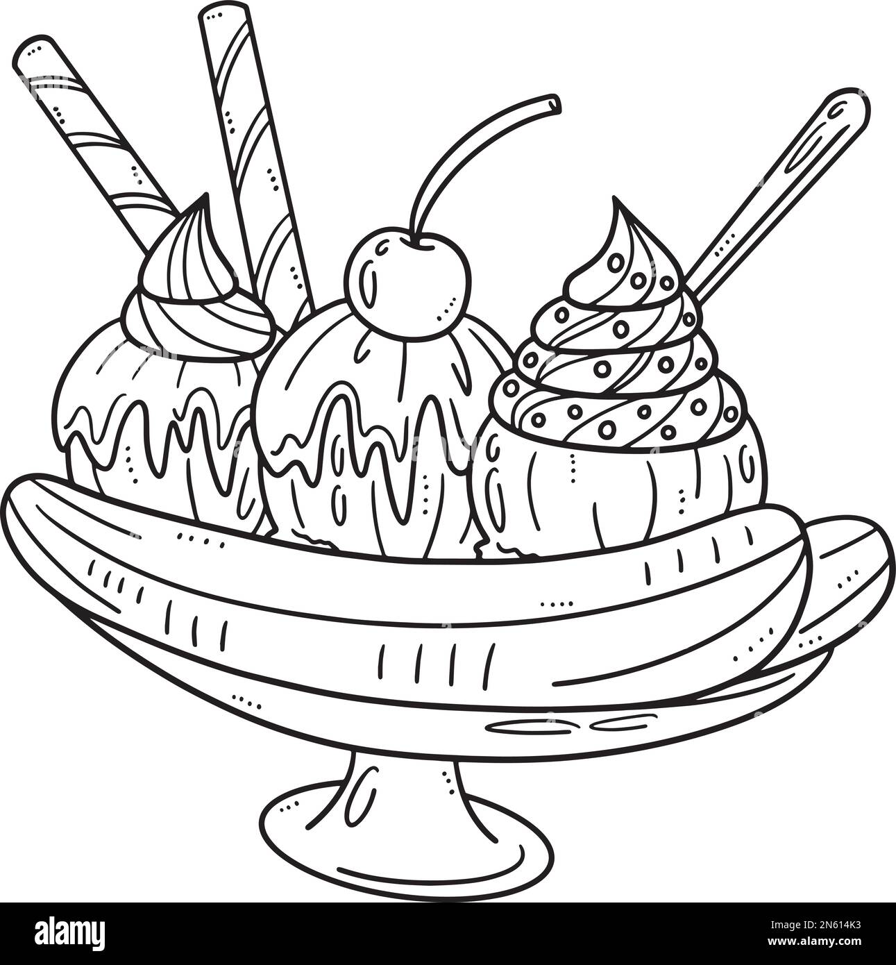 Banana Split Isolated Coloring Page for Kids Stock Vector Image & Art ...