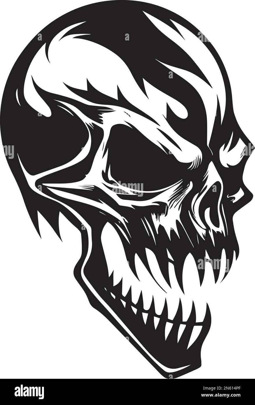 Illustration Of Skull Monochrome Logo Design Stock Vector Image & Art ...