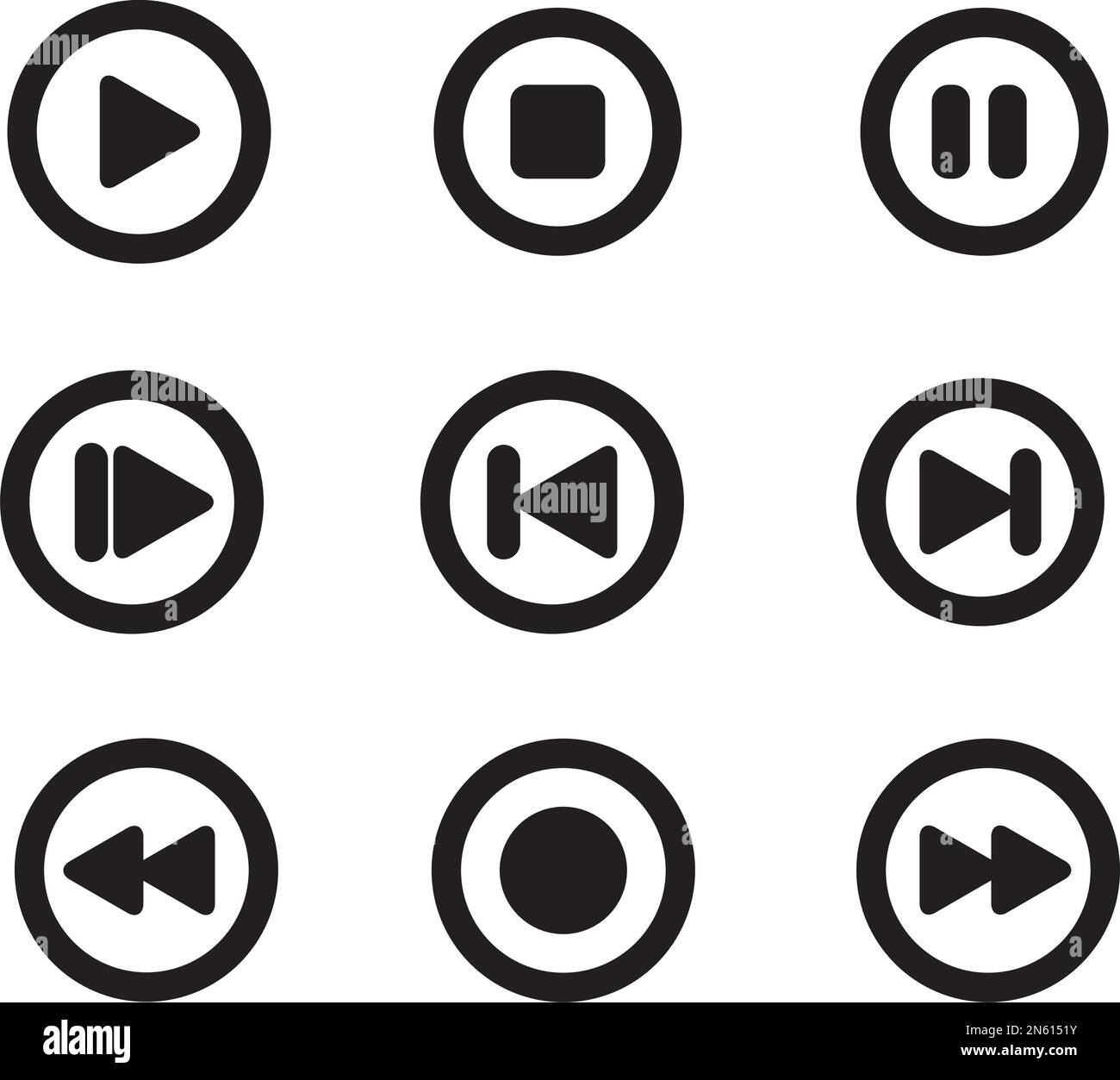 Multimedia navigation buttons on a white background with copy space ...