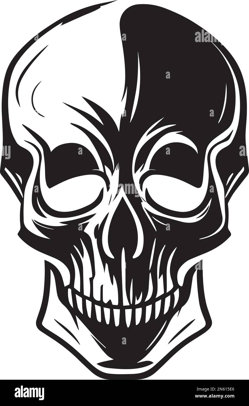 Illustration Of Skull Monochrome Logo Design Stock Vector Image & Art ...
