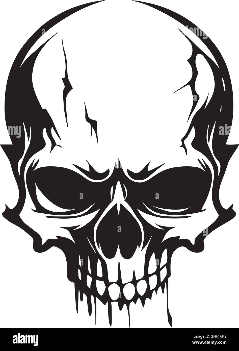 Illustration Of Skull Monochrome Logo Design Stock Vector Image & Art ...