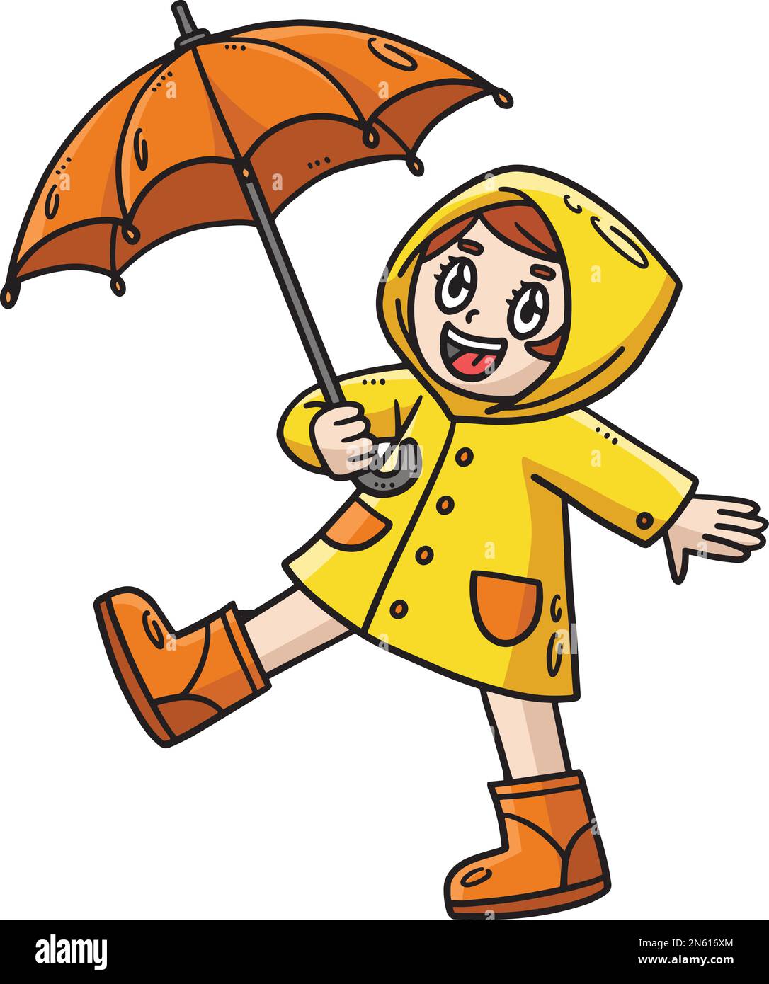 Spring Girl With Umbrella Cartoon Clipart Stock Vector Image & Art - Alamy