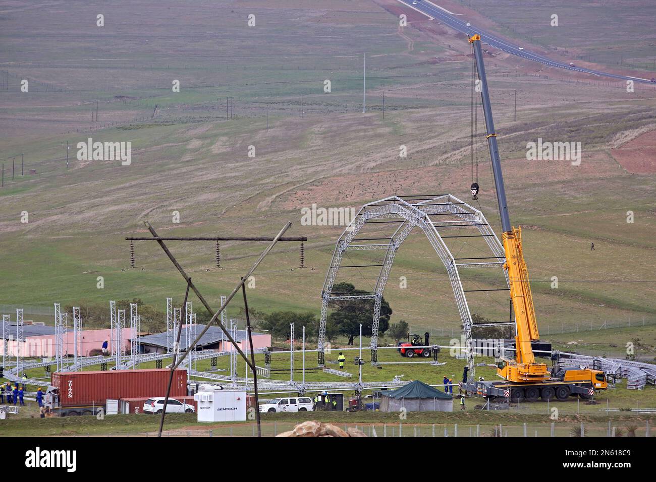 Construction work takes place near the home of former president Nelson ...