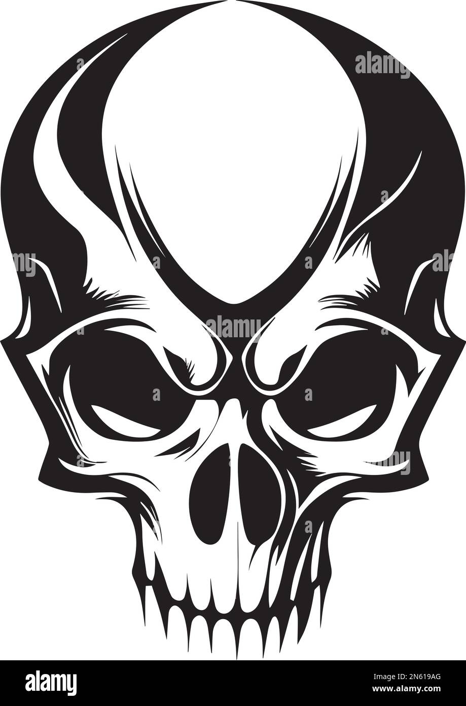 Illustration Of Skull Monochrome Logo Design Stock Vector Image & Art ...