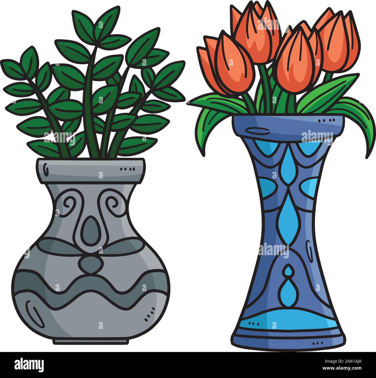 Spring Potted Plants Cartoon Colored Clipart Stock Vector Image & Art ...