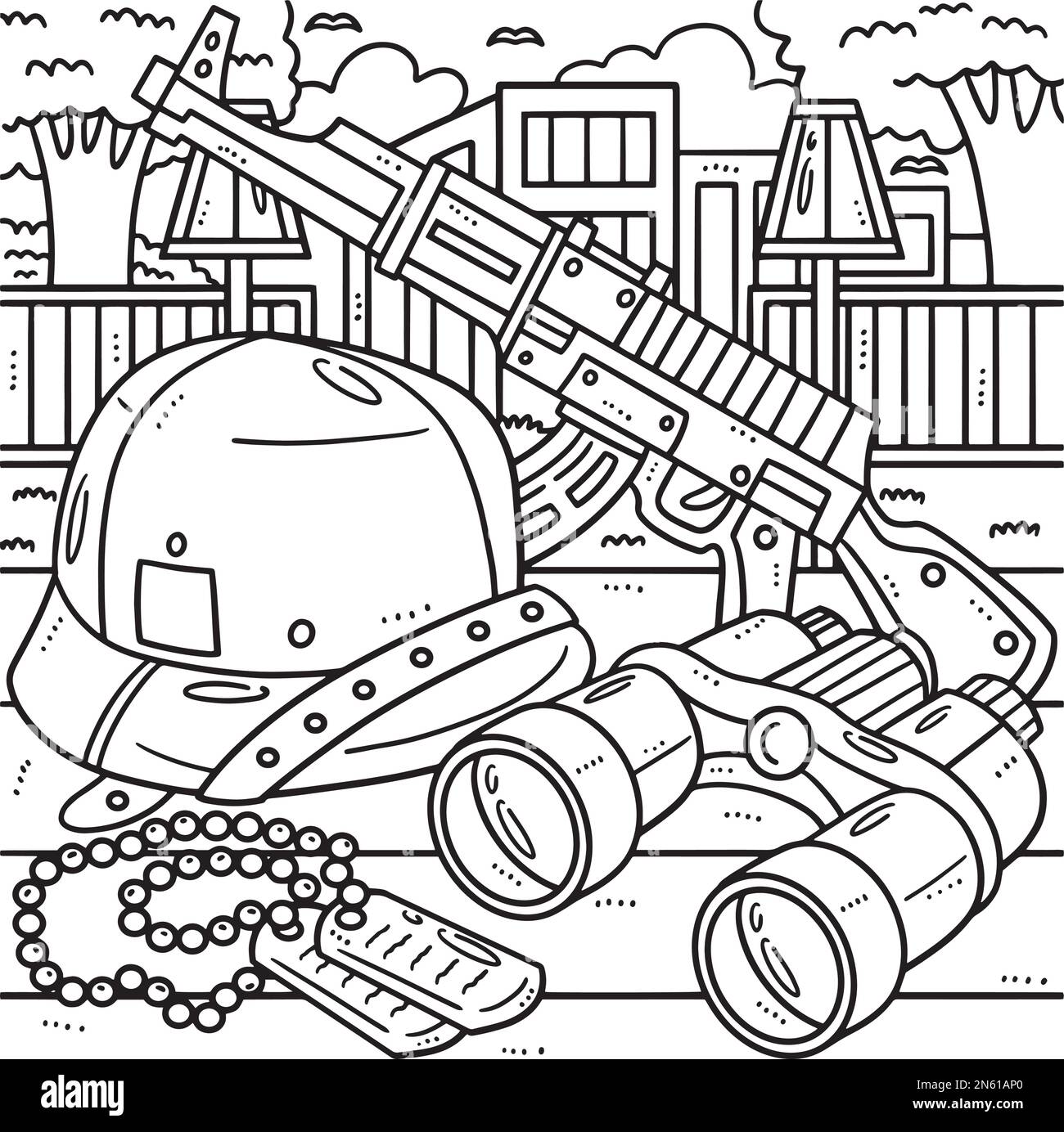 Memorial Day Military Armaments Coloring Page Stock Vector Image & Art ...