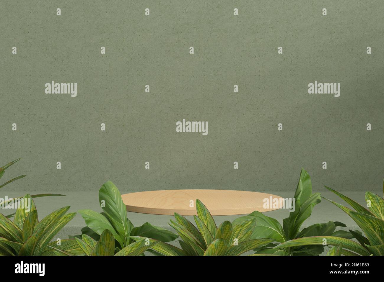 A 3d rendered illustration of an empty podium in green colors ...