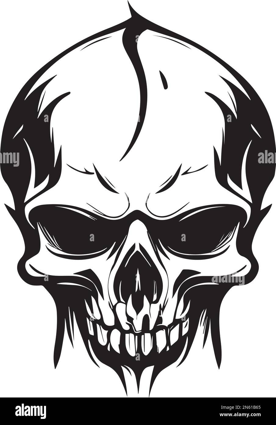 Illustration Of Skull Monochrome Logo Design Stock Vector Image & Art ...