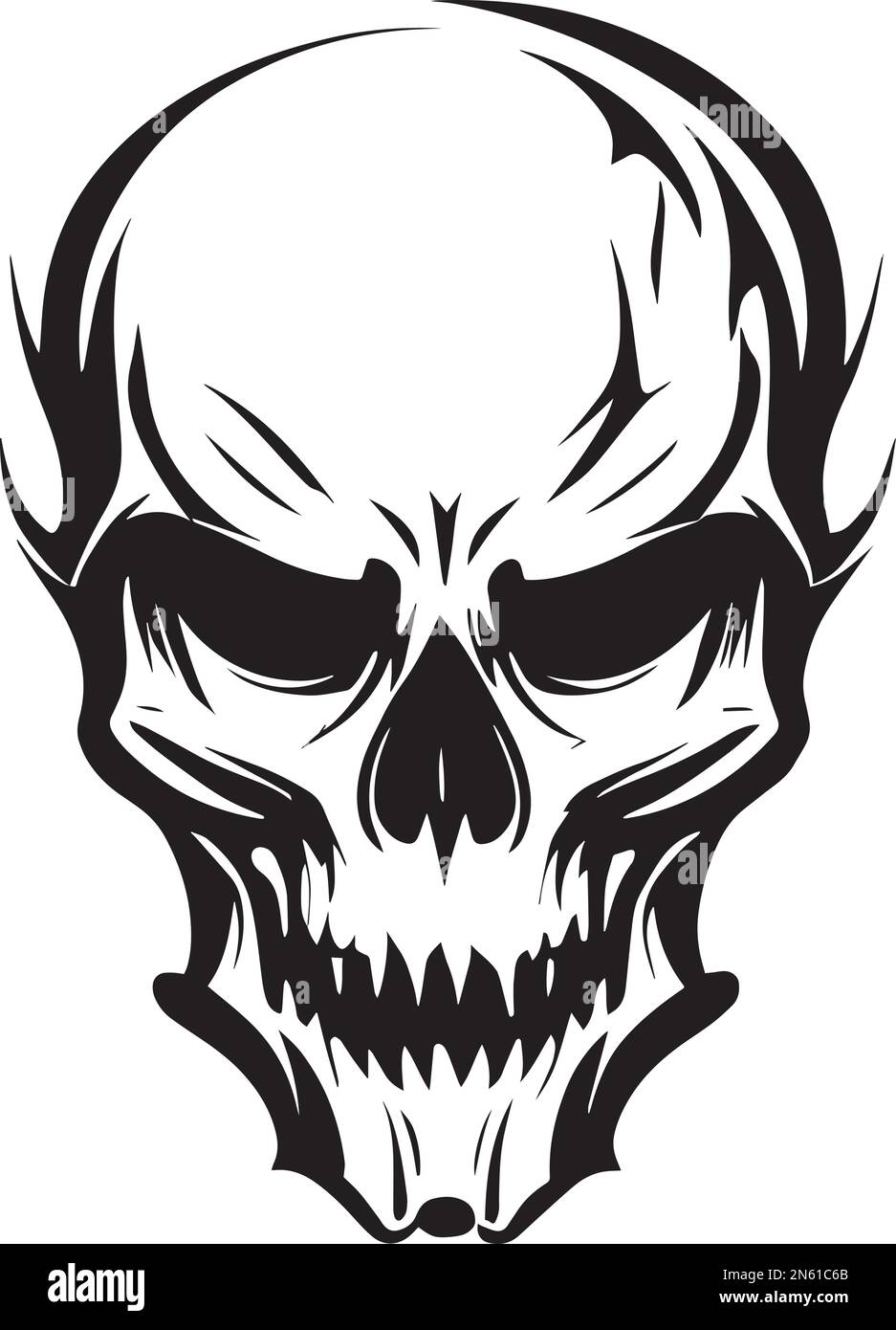 Illustration Of Skull Monochrome Logo Design Stock Vector Image & Art ...