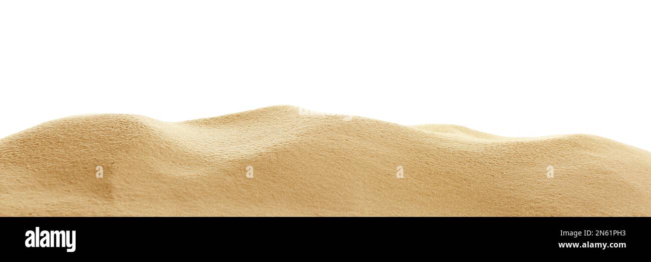 Heap of dry beach sand on white background Stock Photo - Alamy