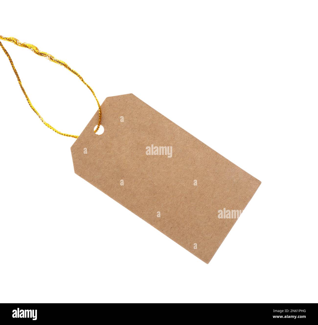 Carton gift tag with space for text isolated on white Stock Photo - Alamy