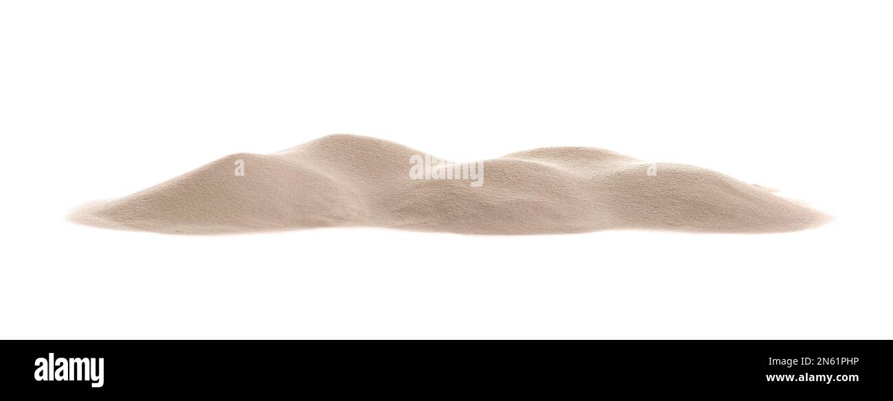 Heap of dry beach sand on white background Stock Photo - Alamy