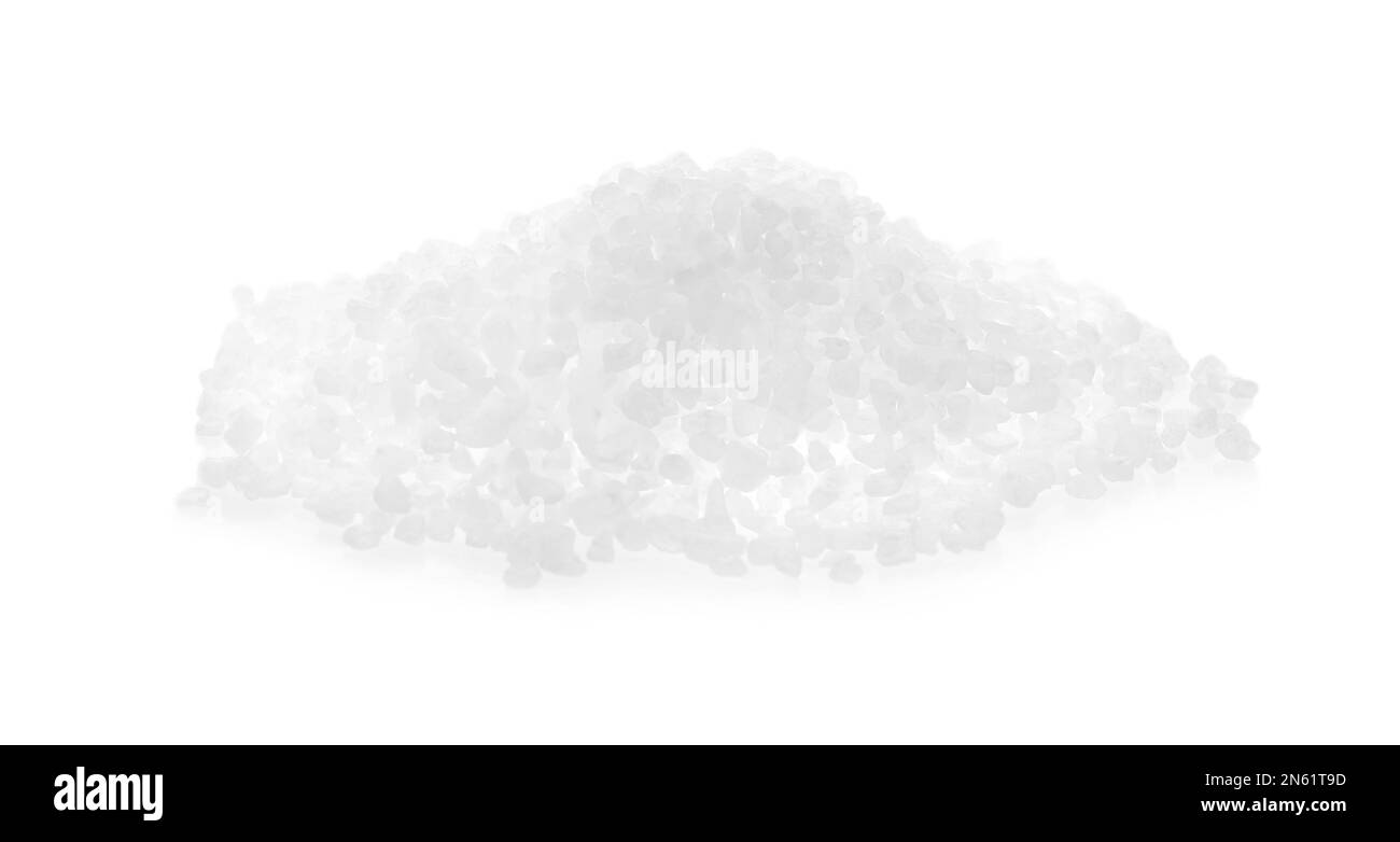 Pile of natural salt on white background Stock Photo - Alamy