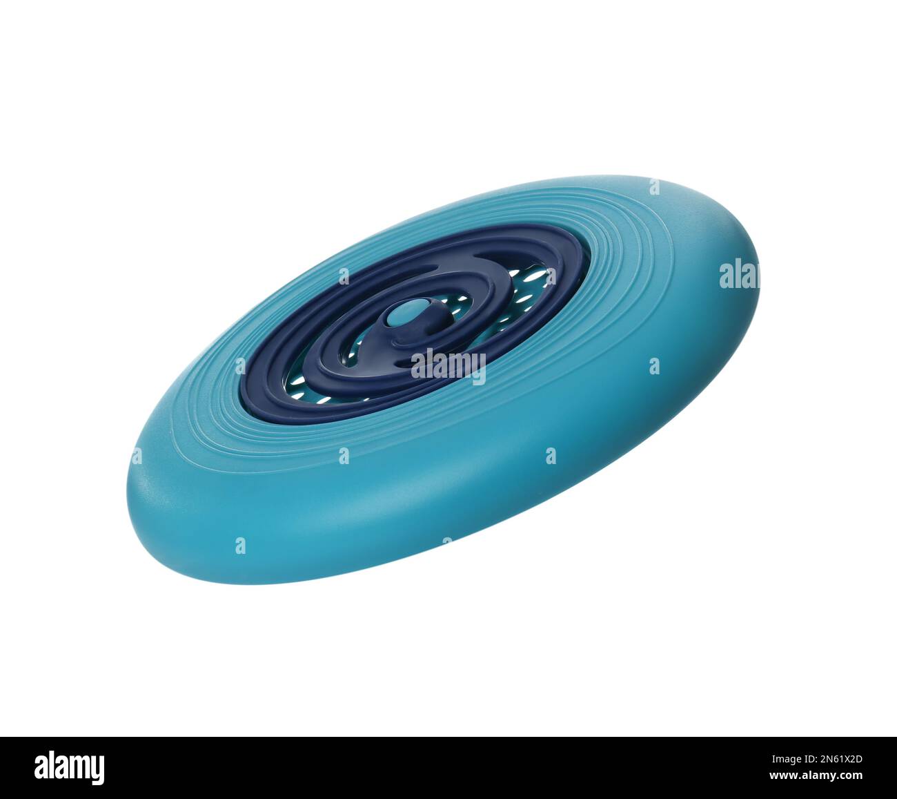 Light blue plastic frisbee disk isolated on white Stock Photo - Alamy