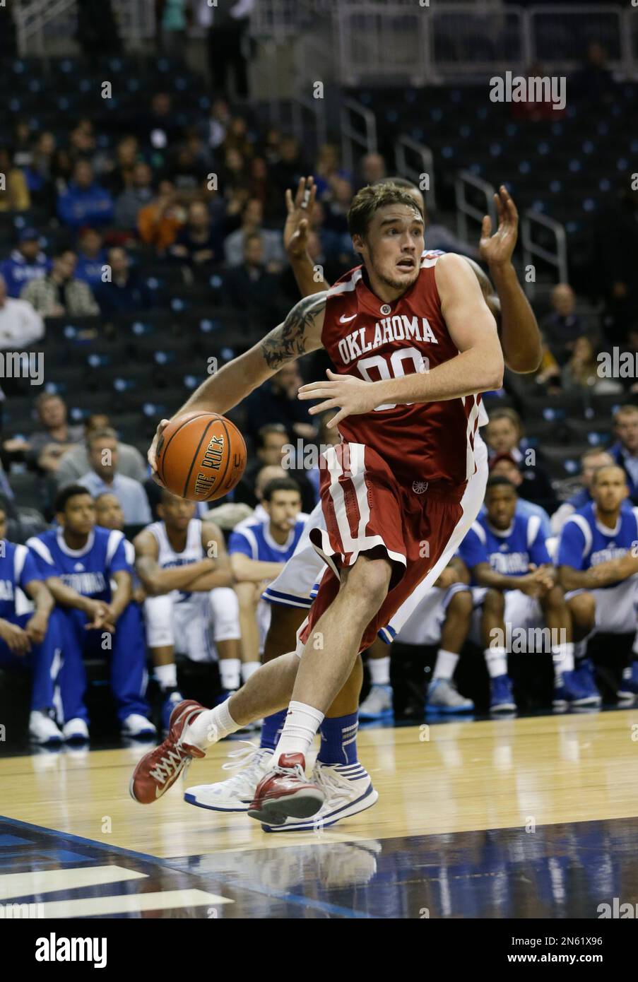 Oklahoma's Ryan Spangler in action against Seton Hall's Gene Teague (21 ...