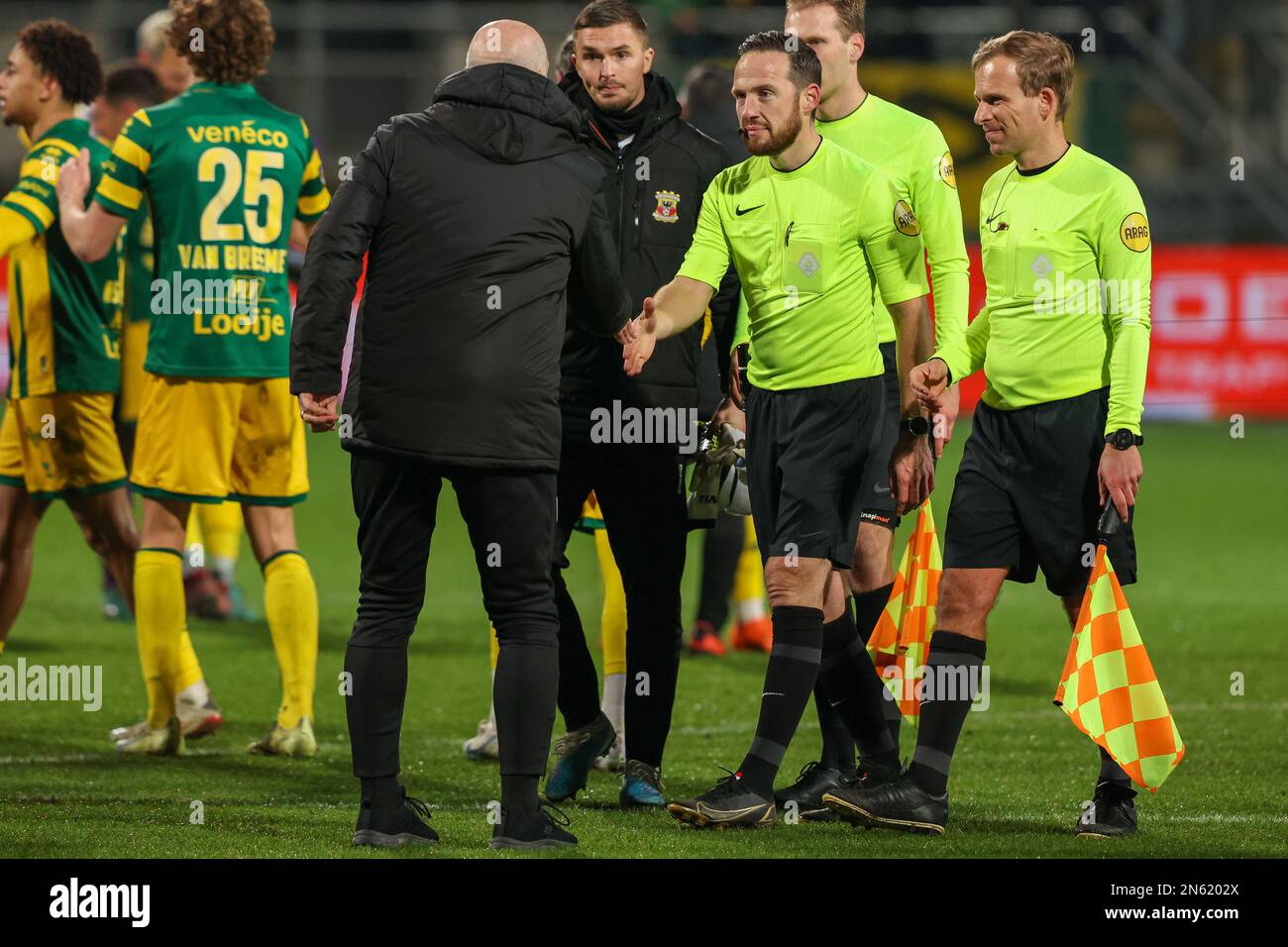 DEN HAAG, NETHERLANDS - FEBRUARY 9: Referee Edwin van de Graaf ...