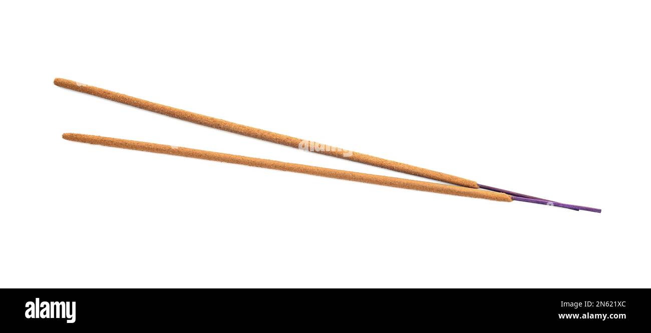 Two aromatic incense sticks on white background Stock Photo - Alamy
