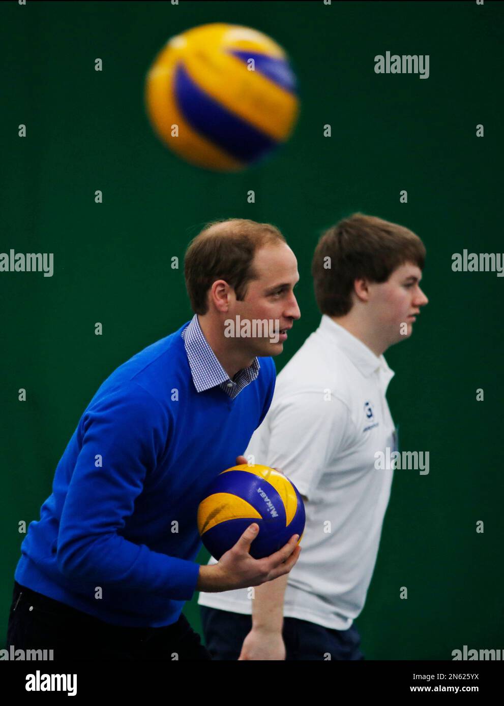 Britain's Prince William, the Duke of Cambridge, plays volleyball with ...